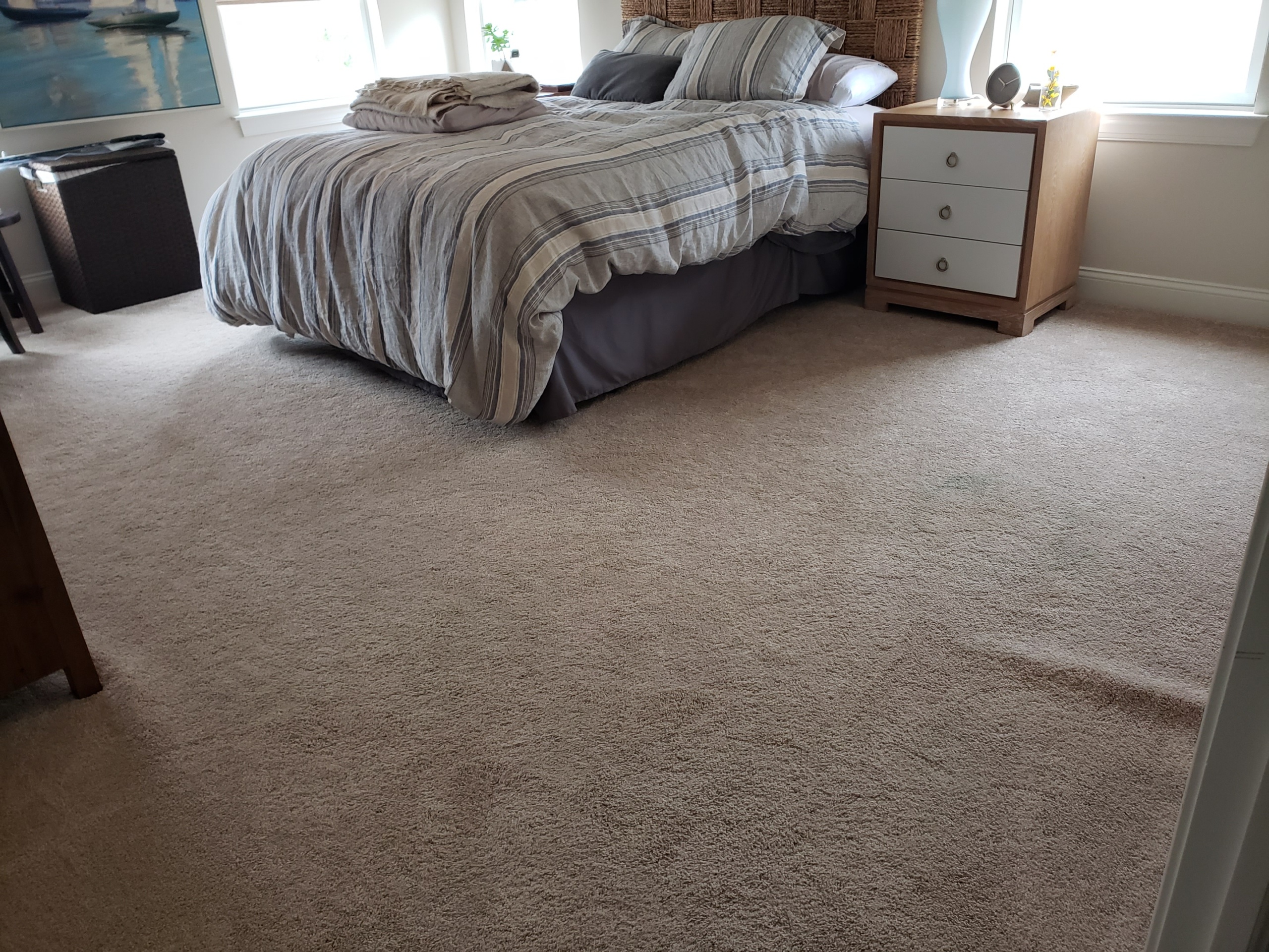 Restretched Low-Pile Pattern Berber & Peiced together 6 Sections in Sea ...